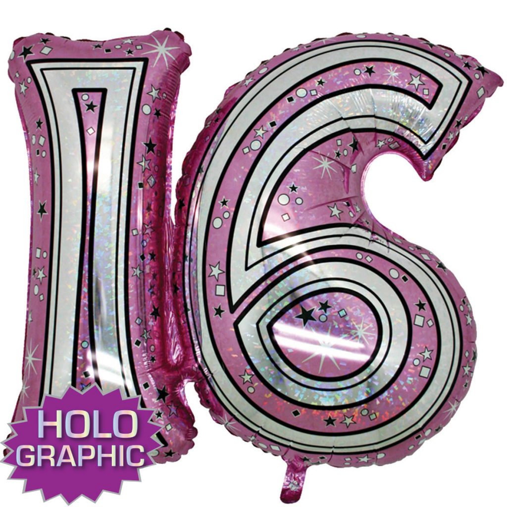 Blue 16 Number large foil balloons