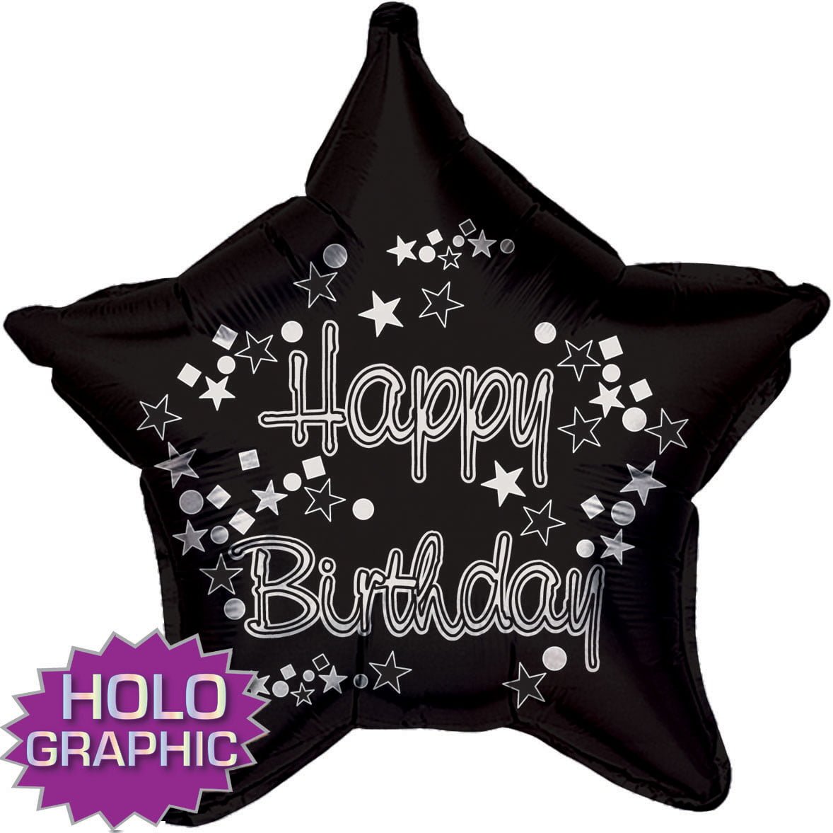 Birthday Black Shimmer Star Foil Balloon - 22"