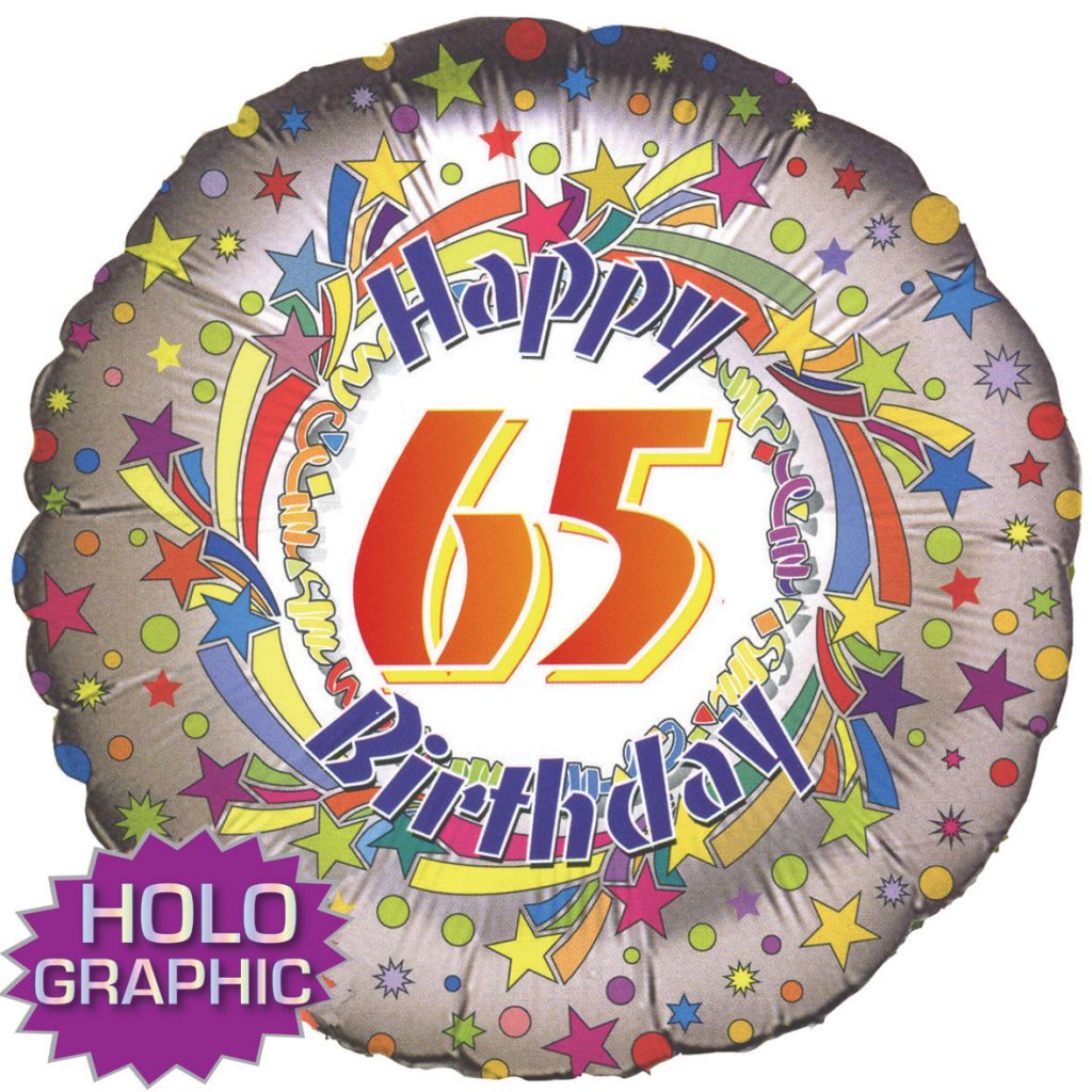 65th Birthday Blue Foil Balloon